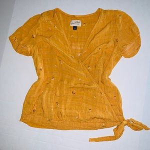 Universal Thread | Tops | Universal Thread Mustard Yellow Wrap Blouse ...